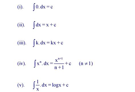 Integration Formula Formula In Maths