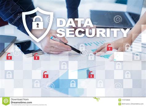 Data Protection And Cyber Security Concept On The Virtual Screen Stock