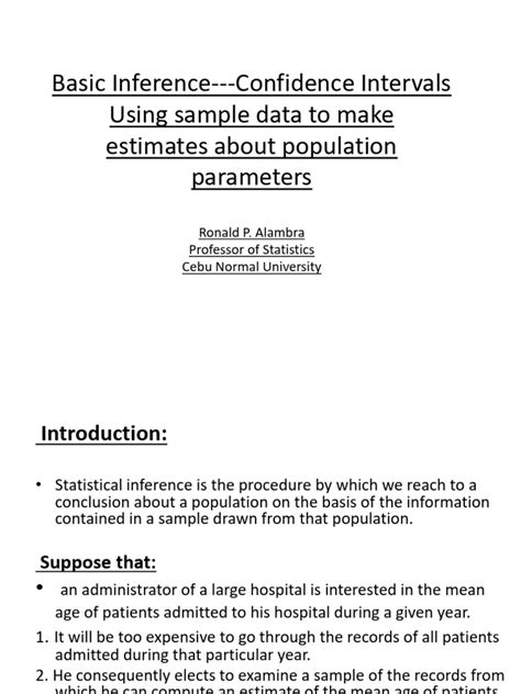 Basic Inference Confidence Intervals Pdf Estimator Confidence