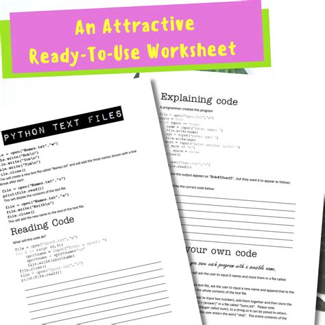 Python Text Files Programming Challenges Teaching Resources