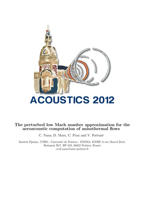 Pdf The Perturbed Low Mach Number Approximation For The Aeroacoustic Computation Of