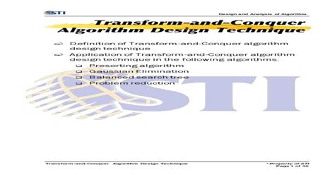 pdf meljun cortes algorithm transform and conquer algorithm design technique dokumen tips