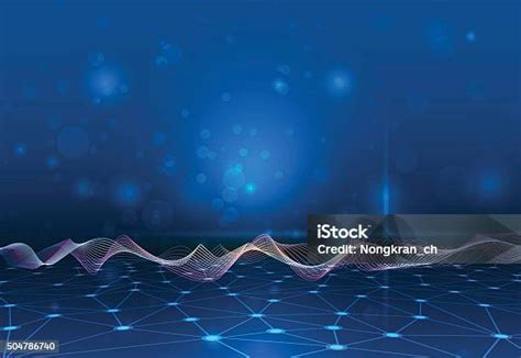 분자 구조 3d 메쉬형 선을 블루 컬러 배경에 디지털 생성 이미지에 대한 스톡 벡터 아트 및 기타 이미지 디지털 생성 이미지 생물학 연구 Istock