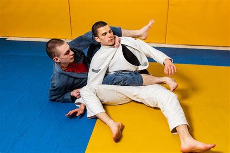 Premium Photo Brazilian Jiujitsu And Grappling Training For Men In A