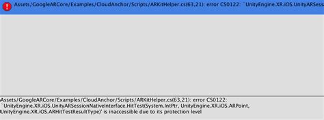 hittest inaccessible due to its protection level when using unity arkit plugin spring2018 update