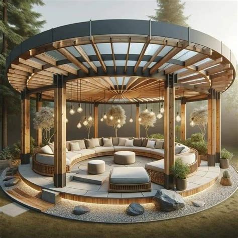 Cozy Circular Pergola Modern Farmhouse Design