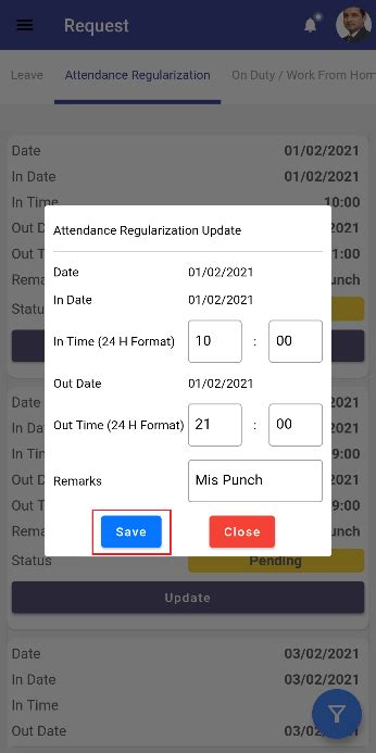 Attendance Regularization Using Pocket Hrms Mobile App