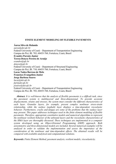 Pdf Finite Element Modeling Of Flexible Pavements