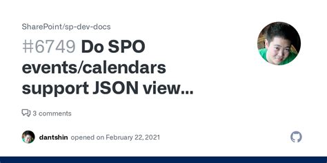 Do Spo Eventscalendars Support Json View Formatting · Issue 6749 · Sharepointsp Dev Docs