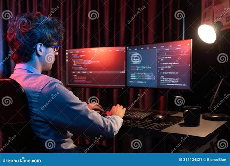 It Developer Creating Online Software Information Coding On Pc Screen