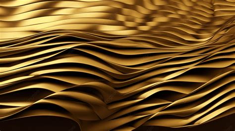 백그라운드에서 골드 물결 모양의 파도 간단한 기하학적 모양의 기하학적 황금 물결 표면 패턴의 3d 일러스트 고화질 사진 사진 배경 일러스트 및 사진 무료 다운로드