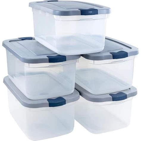 Rubbermaid Roughneck 50 Qt 12 Gal Stackable Clear Storage Containers W Grey Lids 5 Pack