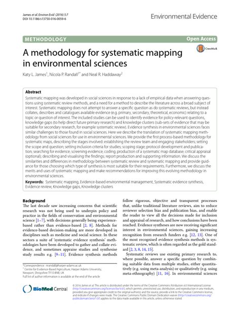 A Methodology For Systematic Mapping In Environmental Sciences Pdf Systematic Review Meta