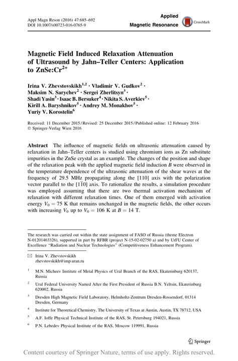 Magnetic Field Induced Relaxation Attenuation Of Ultrasound By Jahn