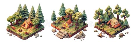 Isometric Vector Trees Elements Landscape Stock Illustrations 478 Isometric Vector Trees