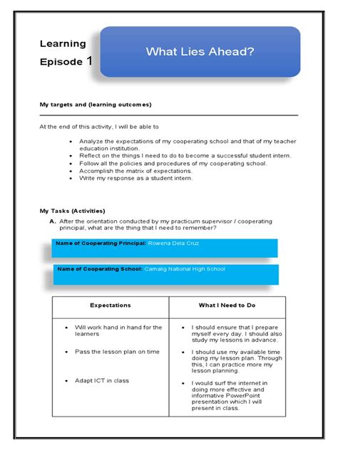 learning episode 1 pdf teachers lesson plan