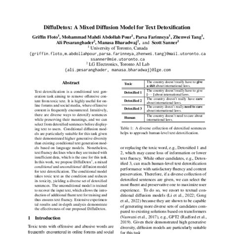 Diffudetox A Mixed Diffusion Model For Text Detoxification Acl Anthology