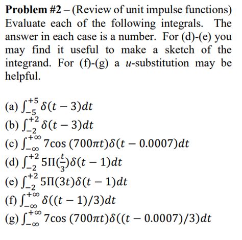 Solved Problem 2 Review Of Unit Impulse Functions Chegg Com