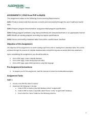 Assignment 8 CRUD From PHP To MySQL Pdf ASSIGNMENT 8 CRUD From