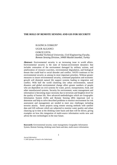 PDF The Role Of Remote Sensing And Gis For Security