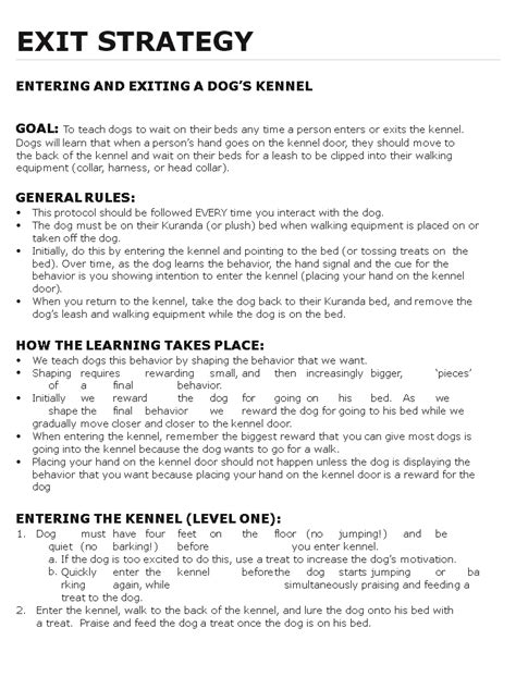 Sample Exit Strategy Template For Kennel