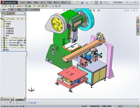 冲床自动上下料机3D模型图纸 非标自动化机械3D图纸设计 SOLIDWORKS 2014 模型图纸下载 懒石网