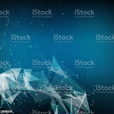 추상적인 벡터 메쉬 배경입니다 Chaotically 연결된 포인트 이며 다각형 공간에서 비행입니다 비행 파편입니다 미래 기술 스타일 카드입니다 선 점 원형 및 비행기 미래