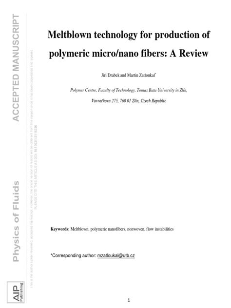 Meltblown Technology For Production Of Polymeric Micronano Fibers A Review Pdf Nonwoven