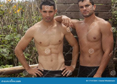 Handsome Men Taking Shower Stock Photo Image Of Tropical 17141504