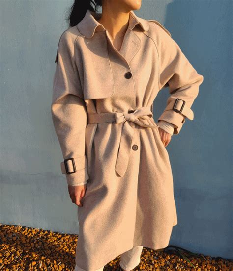 소디 ️ 모직 인생핏 트렌치 케이프 더블 브레스트 벨트 루즈핏 롱 코트 2color