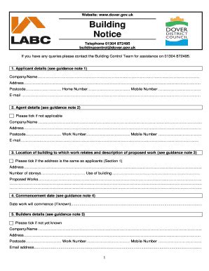 Fillable Online Building Notice Application Building Notice Application Form Fax Email Print