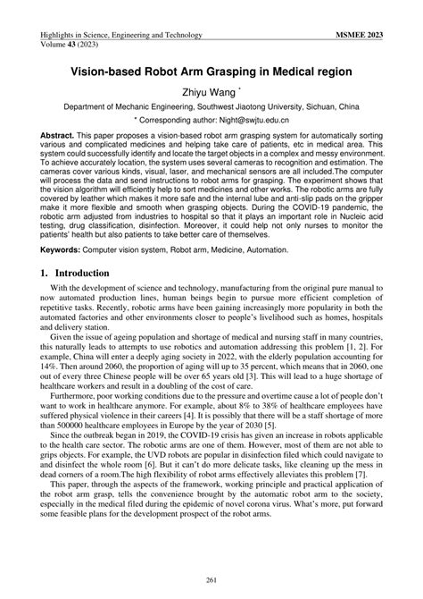 Pdf Vision Based Robot Arm Grasping In Medical Region