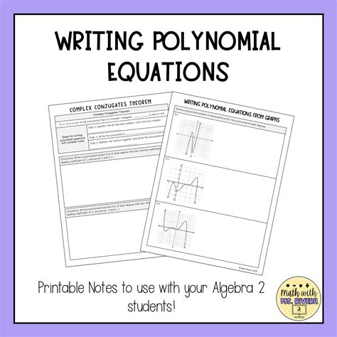 Writing Polynomial Equations Guided Notes For Algebra Made By Teachers