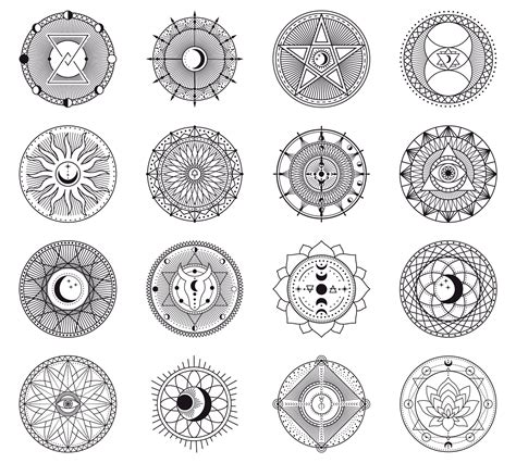 Witchcraft Circular Symbols Magical Spell Circle Esoteric Witchcraft Mystery Signs Occult
