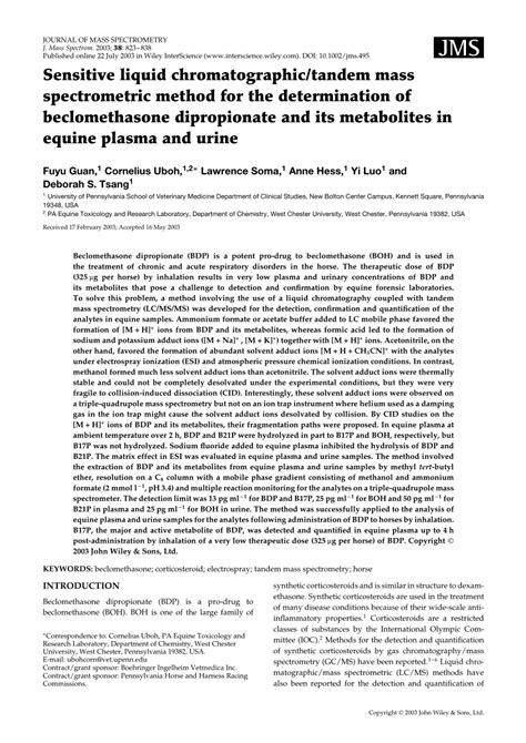 Pdf Sensitive Liquid Chromatographic Tandem Mass Spectrometric Method For The Determination Of