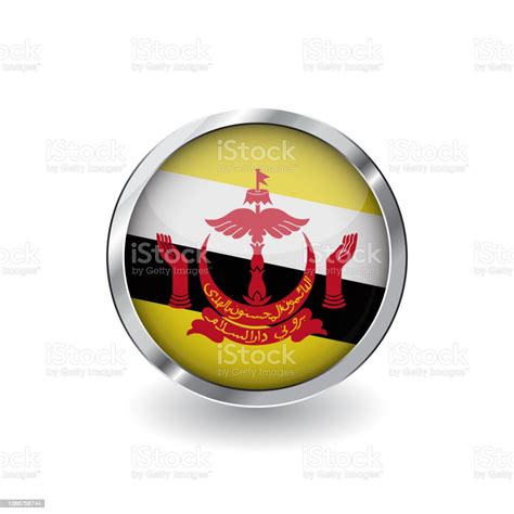 금속 프레임과 그림자 단추입니다 플래그 아이콘 배지 광택 효과와 금속 테두리 벡터 흰색 바탕에 현실적인 벡터 일러스트입니다 0명에 대한 스톡 벡터 아트 및 기타 이미지