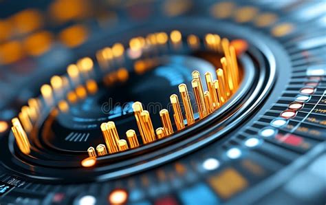 A Futuristic Digital Interface With Glowing Orange Graphs And Dynamic Circular Elements