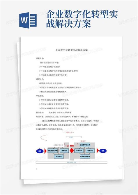 企业数字化转型实战解决方案word模板下载 编号leyaayng 熊猫办公