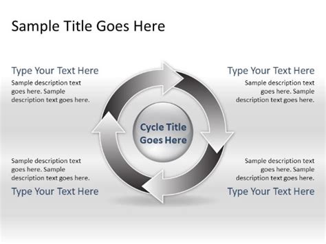 Arrowcycle A 4gray PowerPoint Template Background In Arrows PowerPoint Ppt Slide Design Category