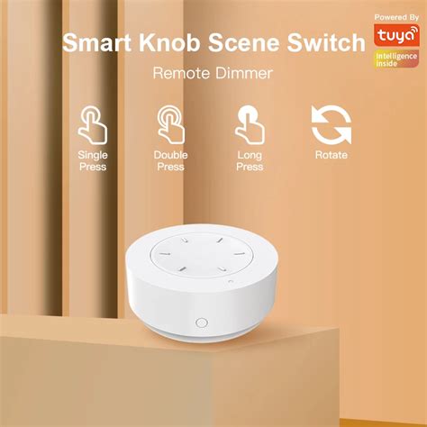 Tuya Mini Smart Knob Switch Diy Wireless Scene Button Rotatable Dimmer Switch Zigbee Home