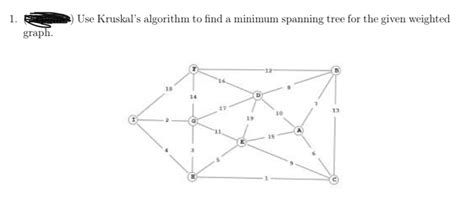 Answered Use Kruskals Algorithm To Find A Bartleby