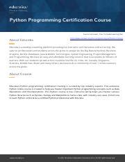 Edureka Python Programming Certification Course Pdf Python Programming Certification Course