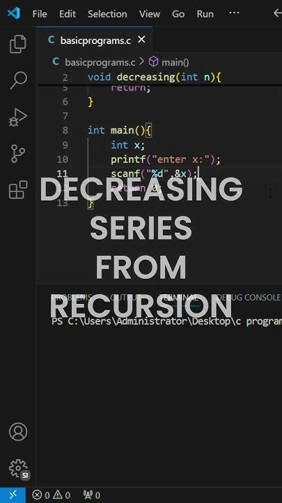 Decreasing Series From Recursion In C 02 Shortvideo Coding Programminglanguage Python