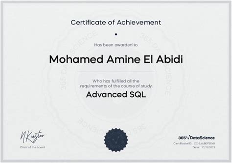 Completed Advanced Sql Course With 365 Data Science Mohamed Amine El Abidi Posted On The Topic