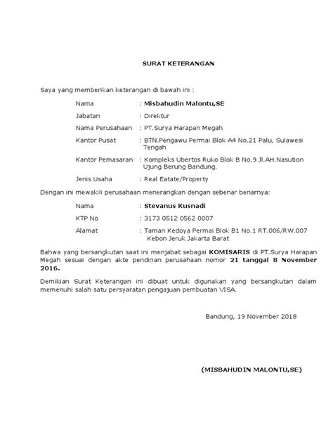 Surat Keterangan Visa Stev Pdf