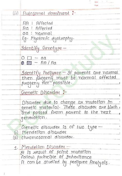 Ncert Class 12 Biology Principles Of Inheritance And Variation Notes Handwritten Notes And Pdf