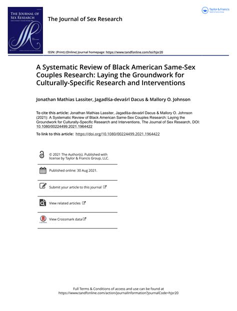 Pdf A Systematic Review Of Black American Same Sex Couples Research Laying The Groundwork For