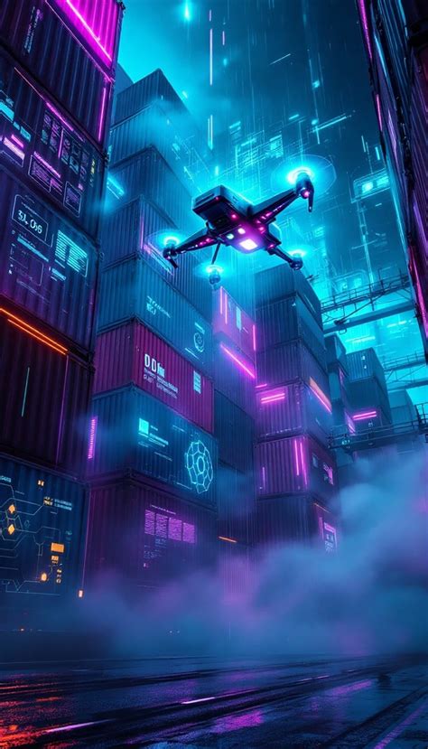 Free Cyberpunk Drone Delivery Image Cyberpunk Neon Futuristic