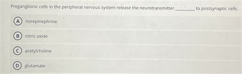 Solved Preganglionic Cells In The Peripheral Nervous System