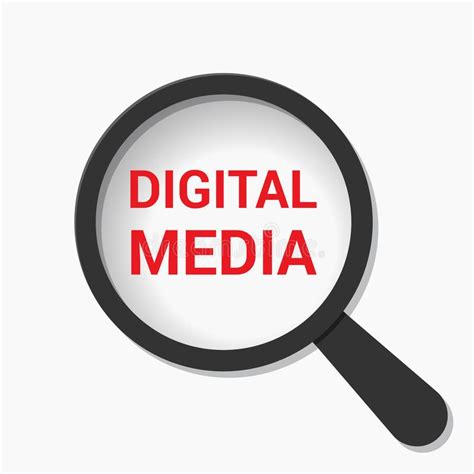 Marketing Concept Magnifying Optical Glass With Words Digital Media Stock Vector Illustration